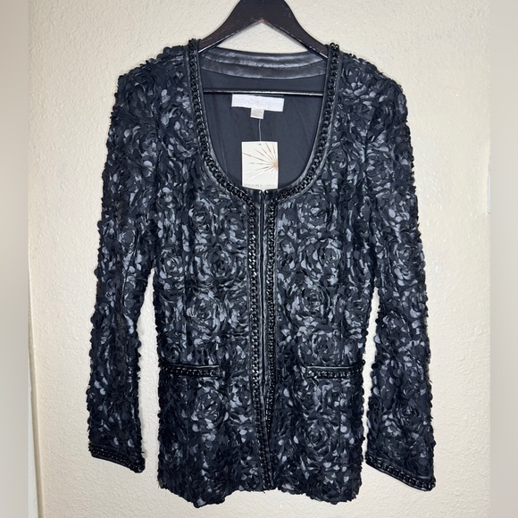 Boston Proper | Jackets & Coats | Boston Proper Black Floral Textured ...